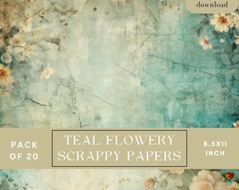 Coral Flowers Scrappy Papers, Junk Journal Pages, Vintage, Worn, Shabby ...