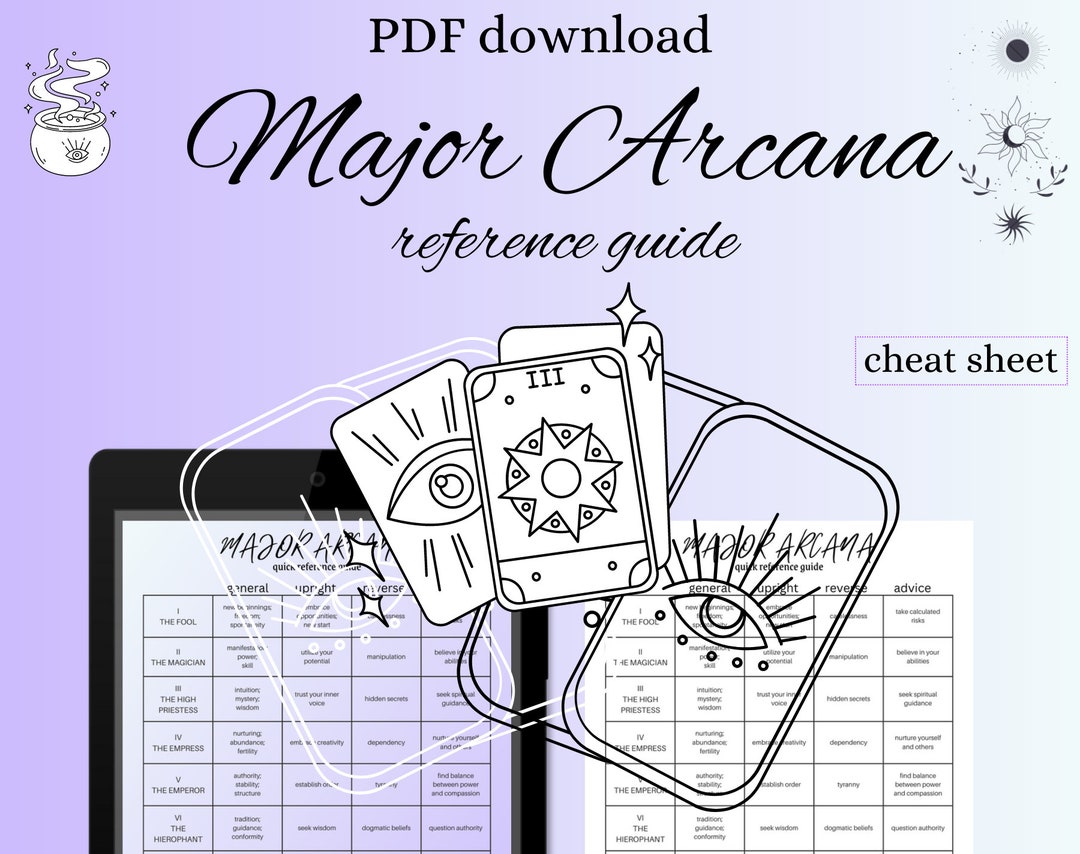 Major Arcana Cheat Sheet Quick Reference Guide Tarot - Etsy