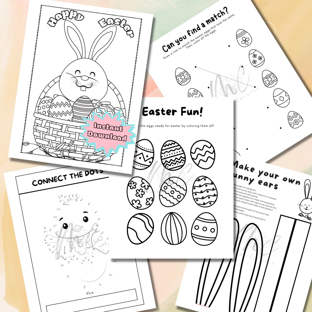 Easter Coloring Activity Pages Fun Kids Party Favor Booklet Spring - Etsy