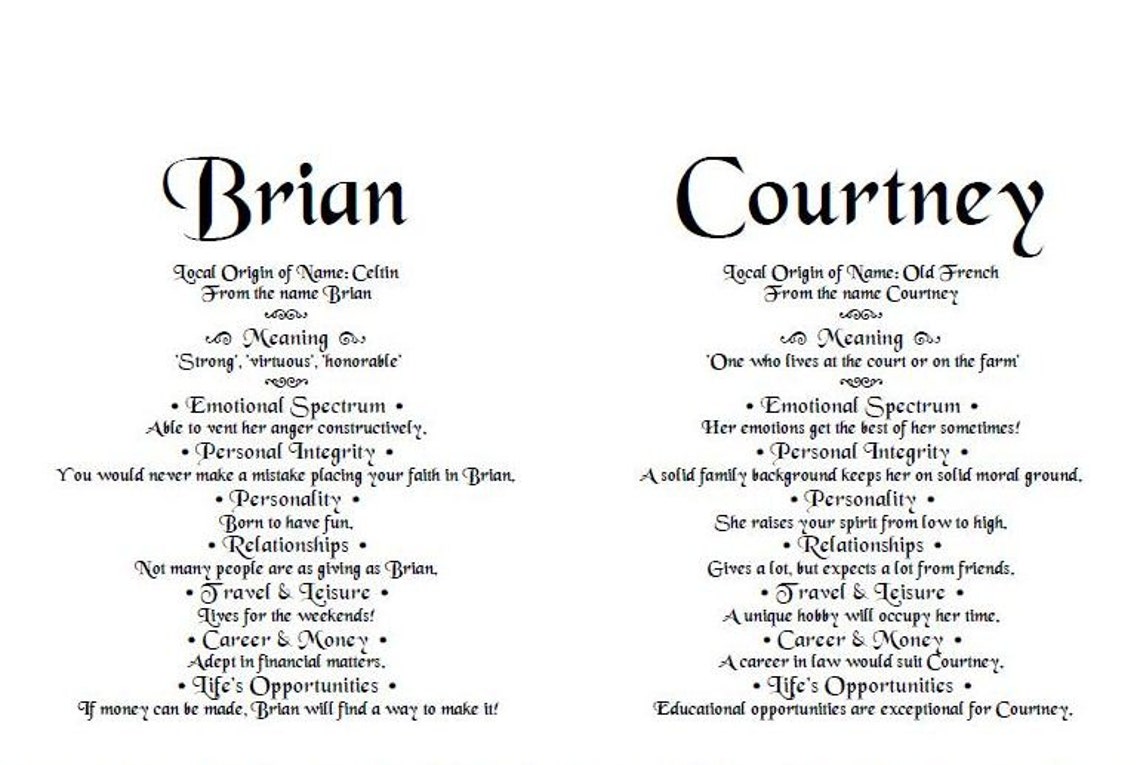 Two Names Together With Meaning - Etsy