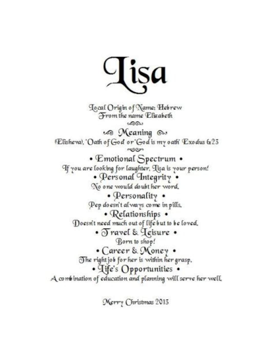 Personalized Name Meaning Print (PDF Order) - Etsy