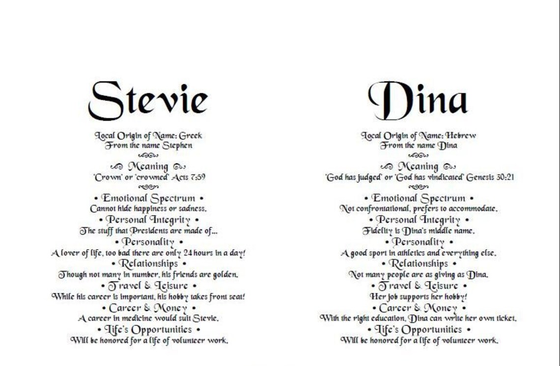 Two Names Together With Meaning - Etsy