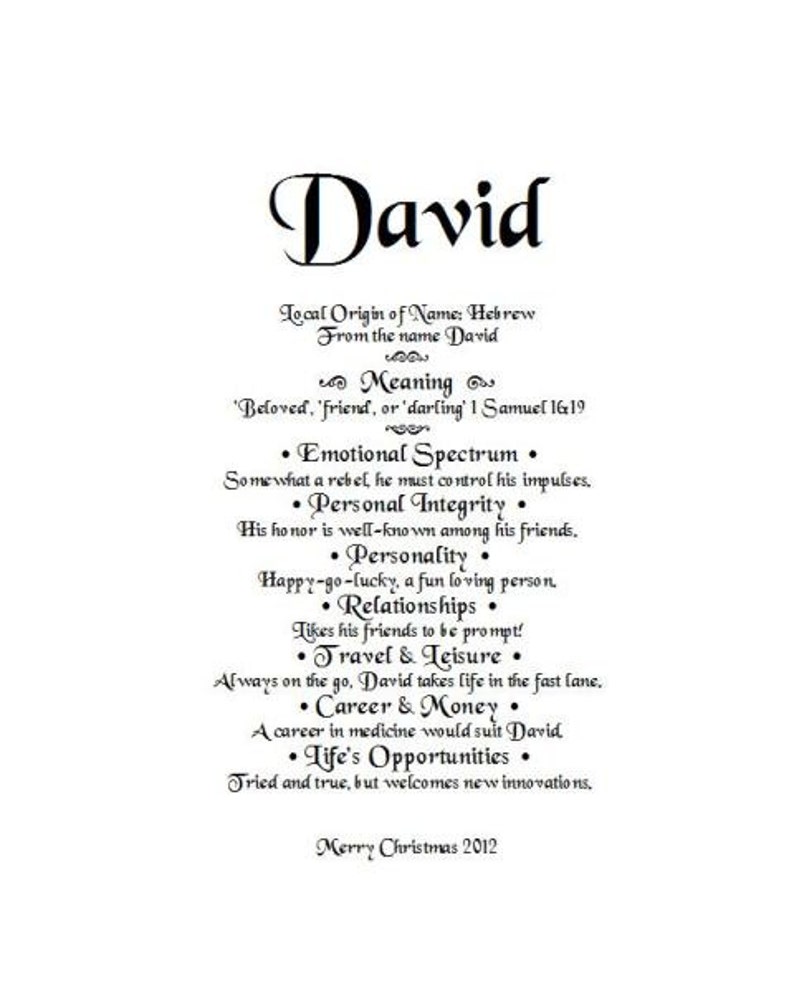 Personalized Name Meaning Print (PDF Order) - Etsy