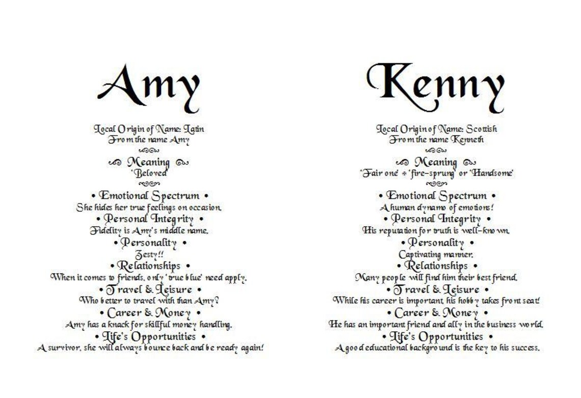 Two Names Together With Meaning - Etsy