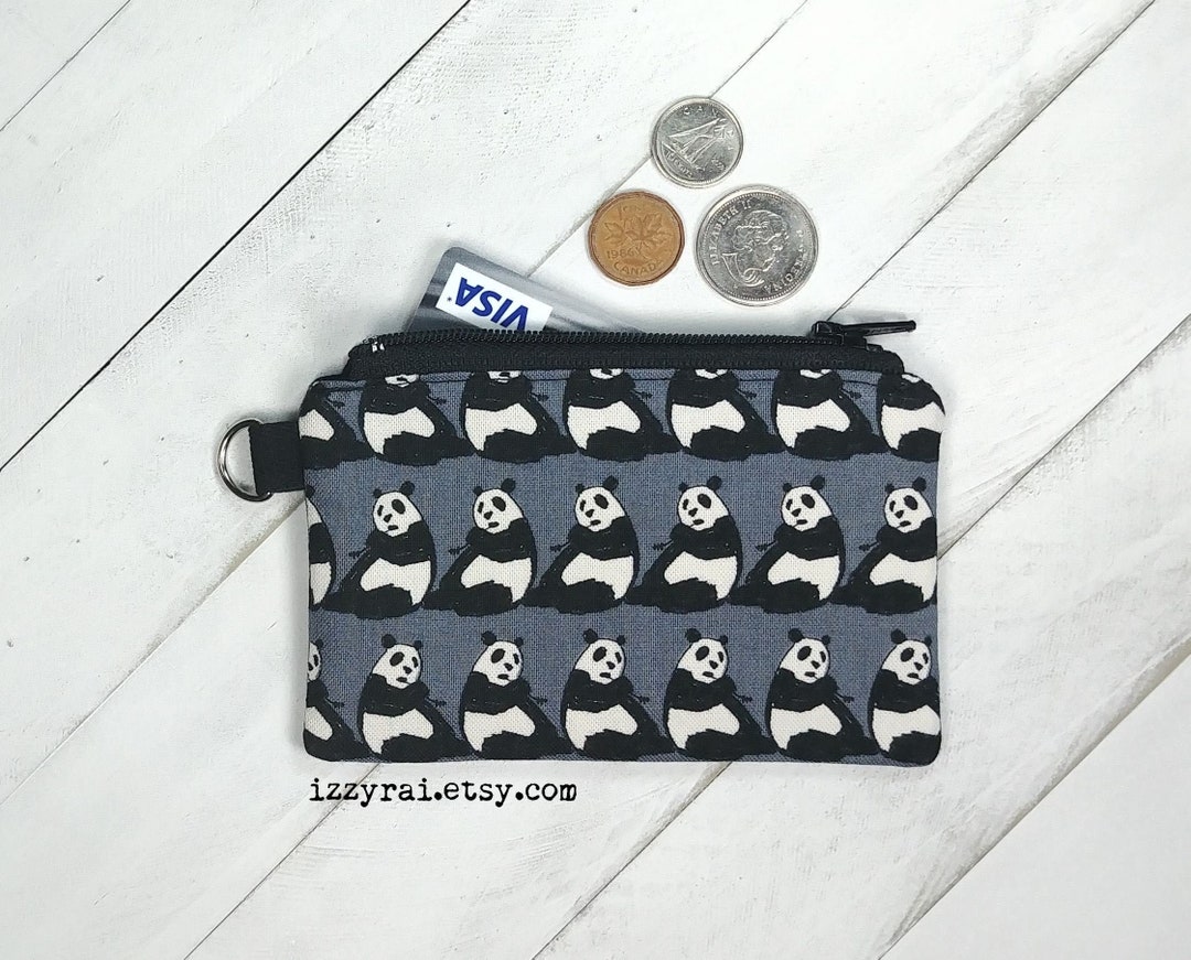 Coin Purse - PANDAS on GRAY - Change Purse - Card Wallet - Gift - Cute ...