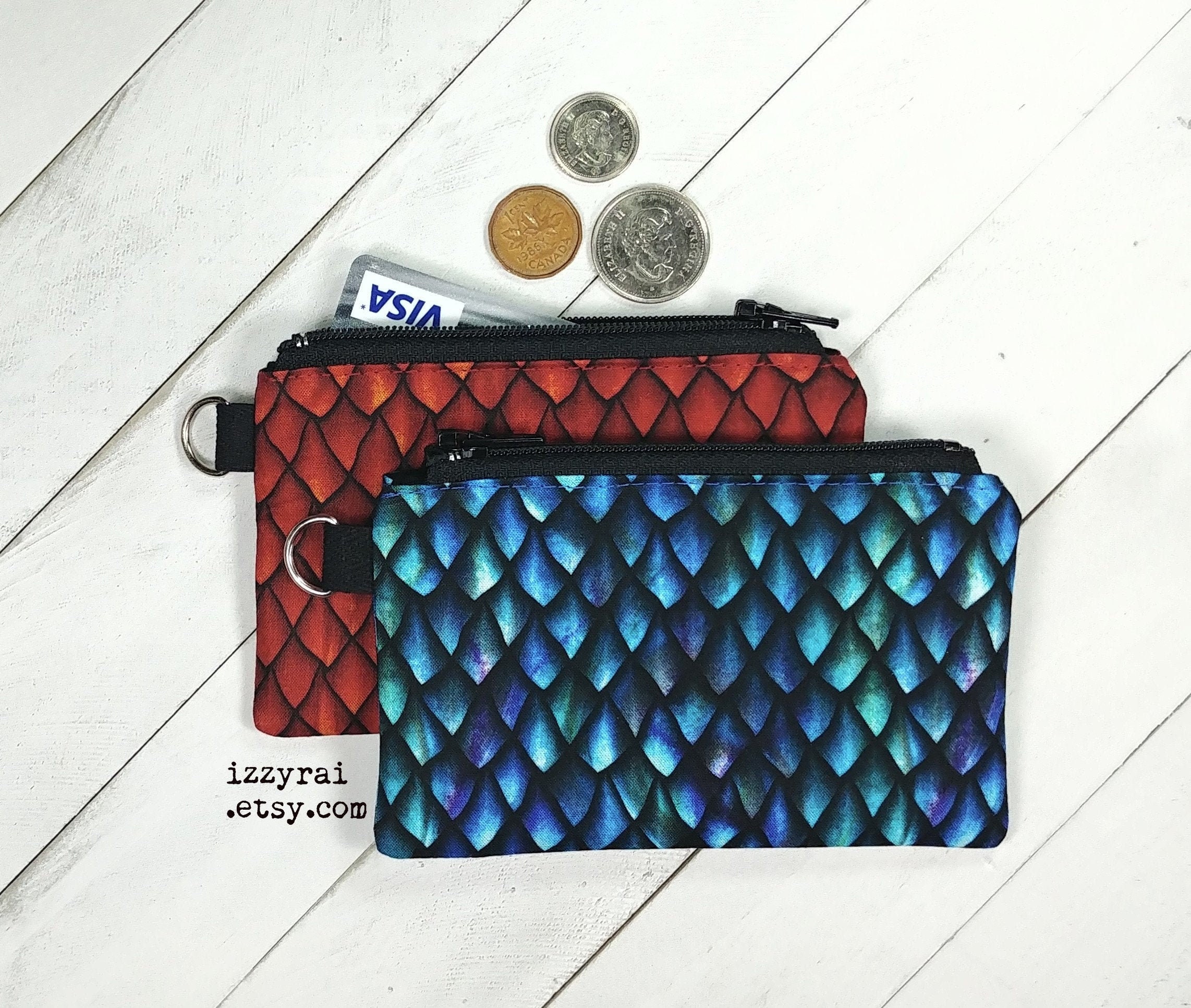 Coin Purse DRAGON scales Minimalist Wallet Gift Zipper | Etsy