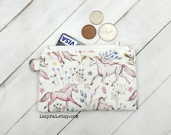 UNICORN Coin Purse - Small Zipper Pouch - Gift - Change Wallet - Zipper ...