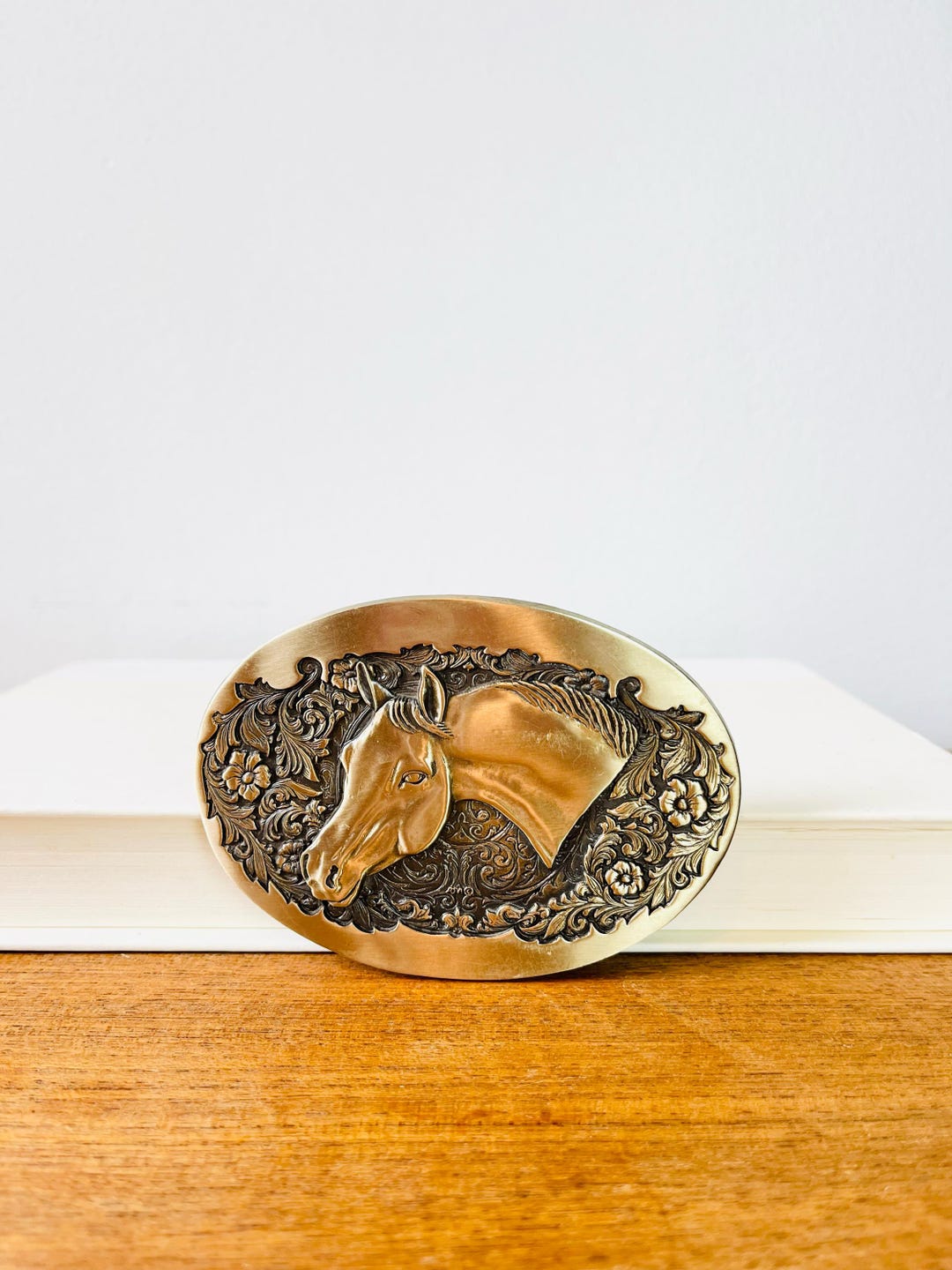 Vintage Belt Buckle | Award Design Medals Cowgirl Horse Oval Brass Belt ...