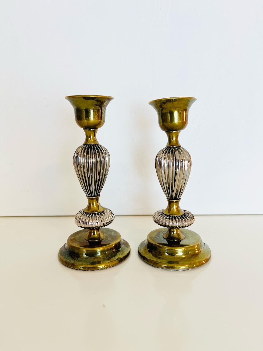 Vintage Brass Candlestick Holder Pair | Set of Two Candleholders, Brass ...
