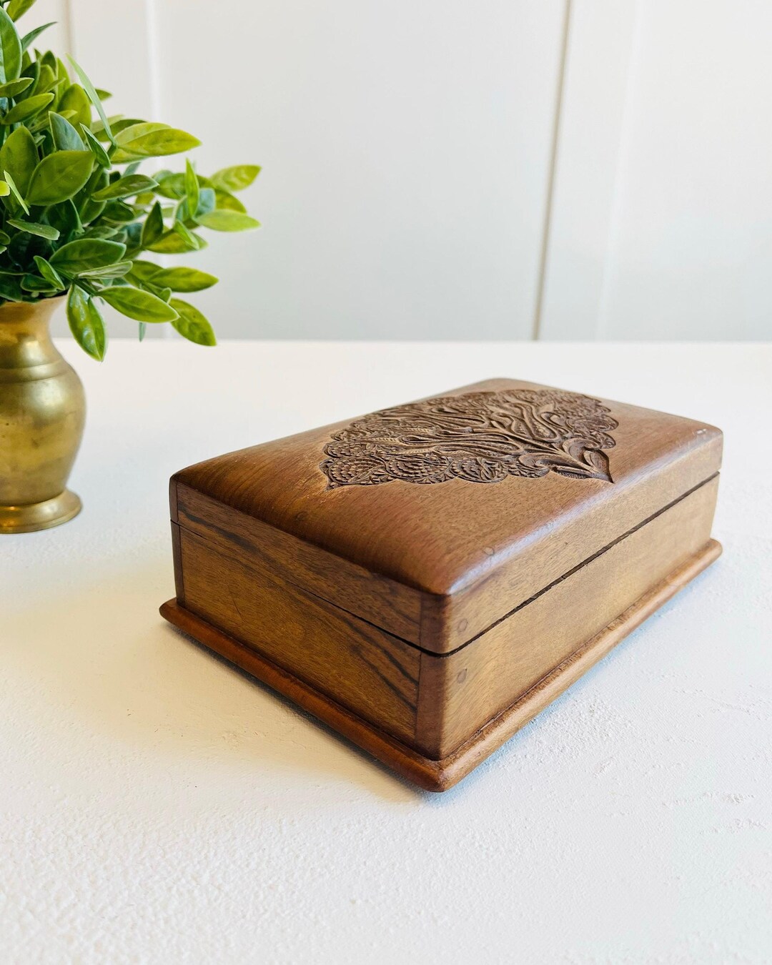 Vintage Carved Wood Box | Trinket Box Hand Carved in India | Decorative ...