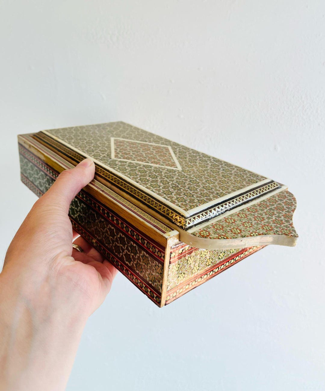 Vintage Khatam Box Persian Inlay Design Jewelry Box, Trinket Box ...
