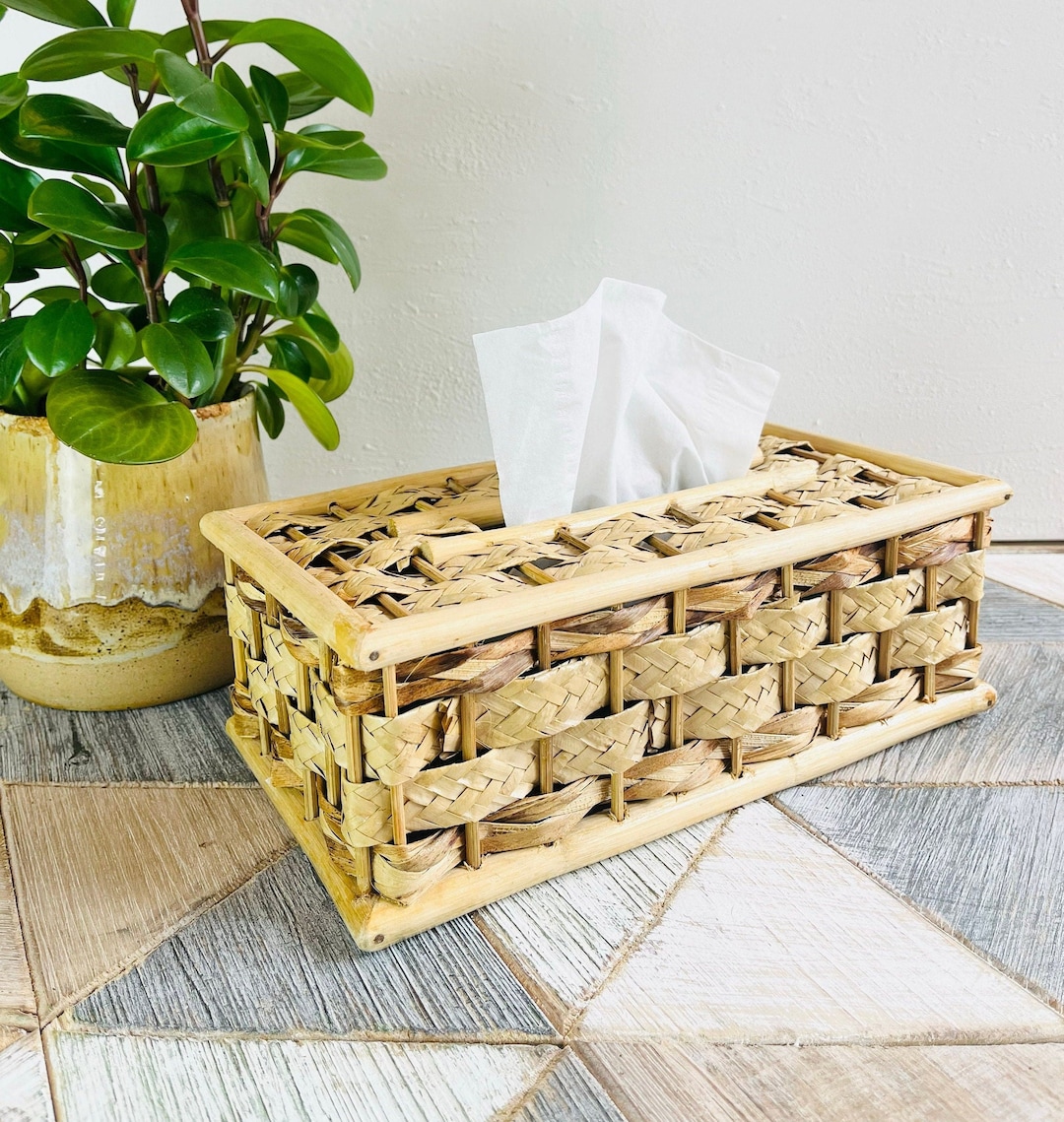 Vintage Tissue Box Cover, Wicker and Rattan Kleenex Box Holder - Etsy