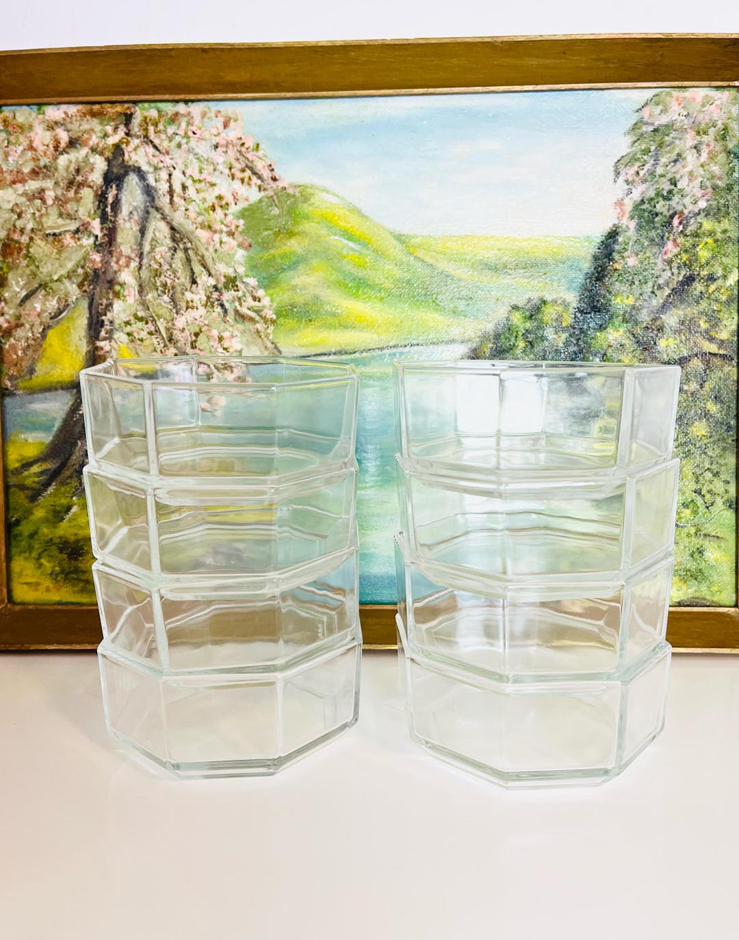 Vintage Arcorac Octime Octagonal Clear Glass Bowls | 1980s Set of 8 ...