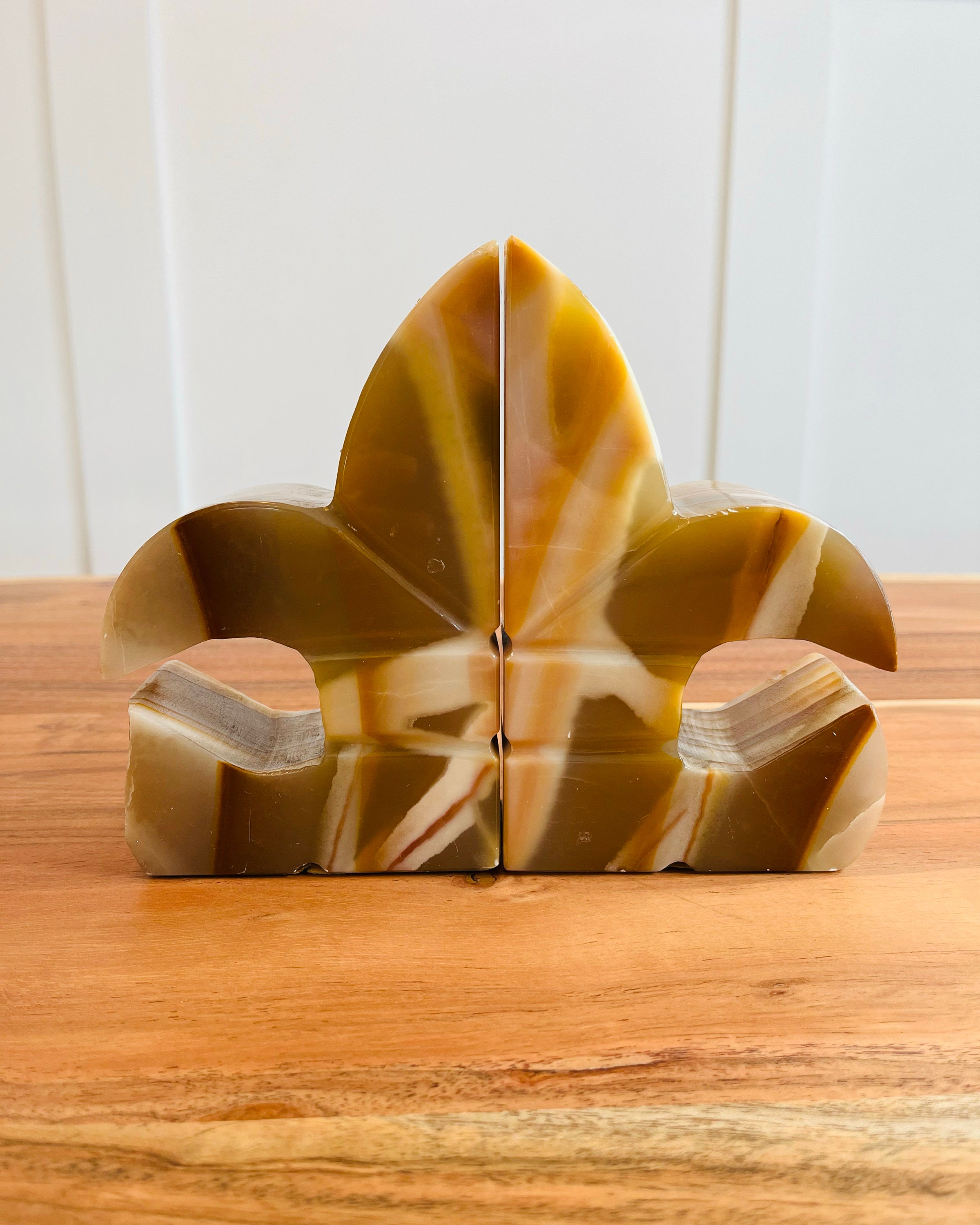 Vintage Book Ends Onyx Marble Book Ends Fleur-de-lis Bookends - Etsy