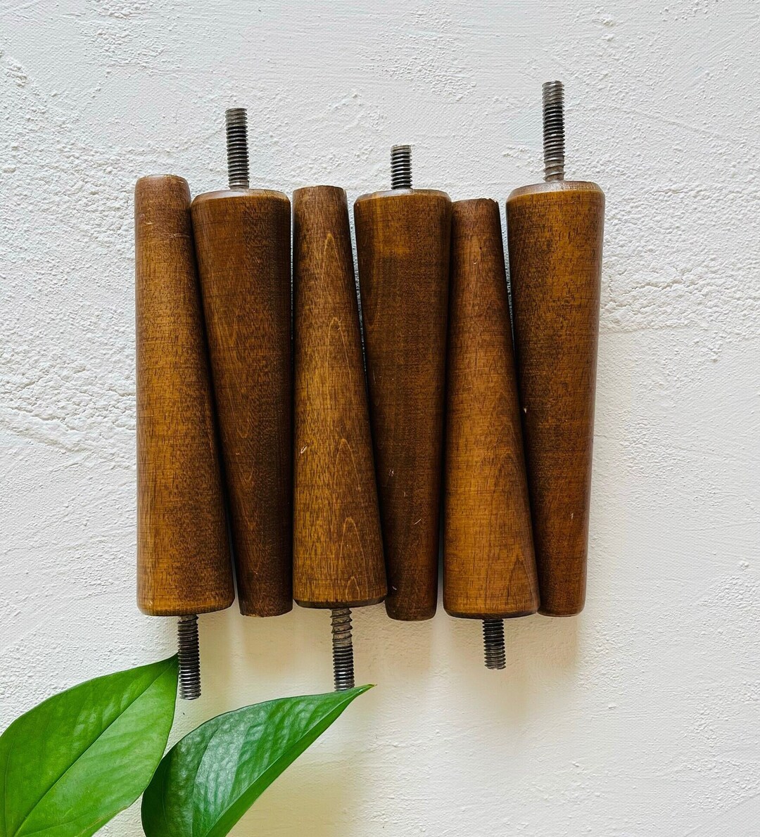 Vintage Mid Century Furniture Legs Set of 6 MCM Tapered Wood Legs for ...
