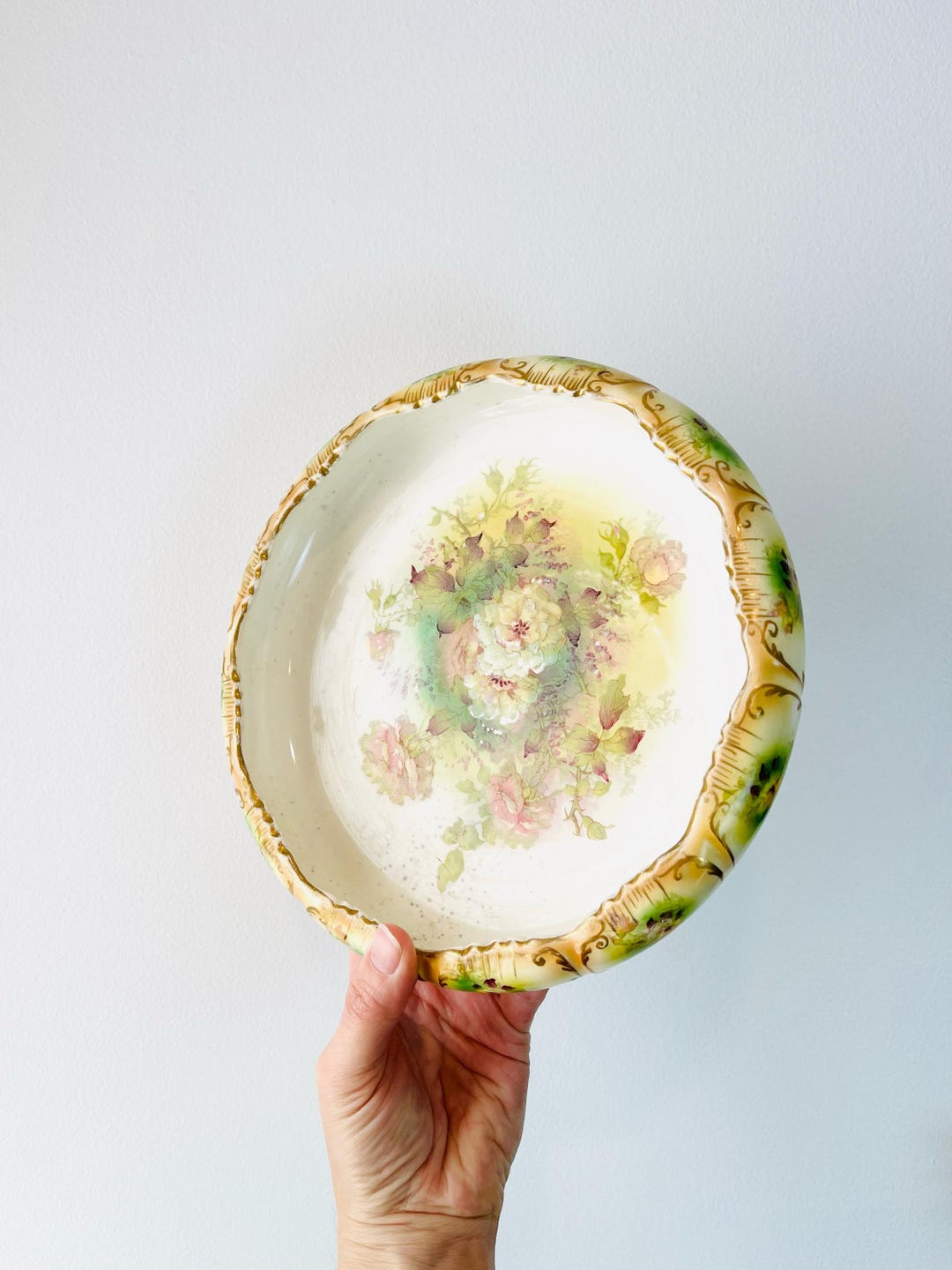 Vintage Art Deco Floral Bowl | Crown Devon Stoke on Trent Blushware ...