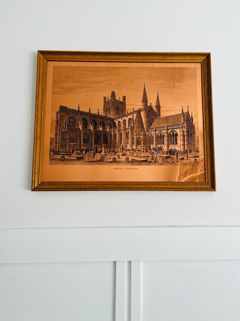 Vintage Etchmaster Art Copper Metal Etching Framed Art Cathedral ...