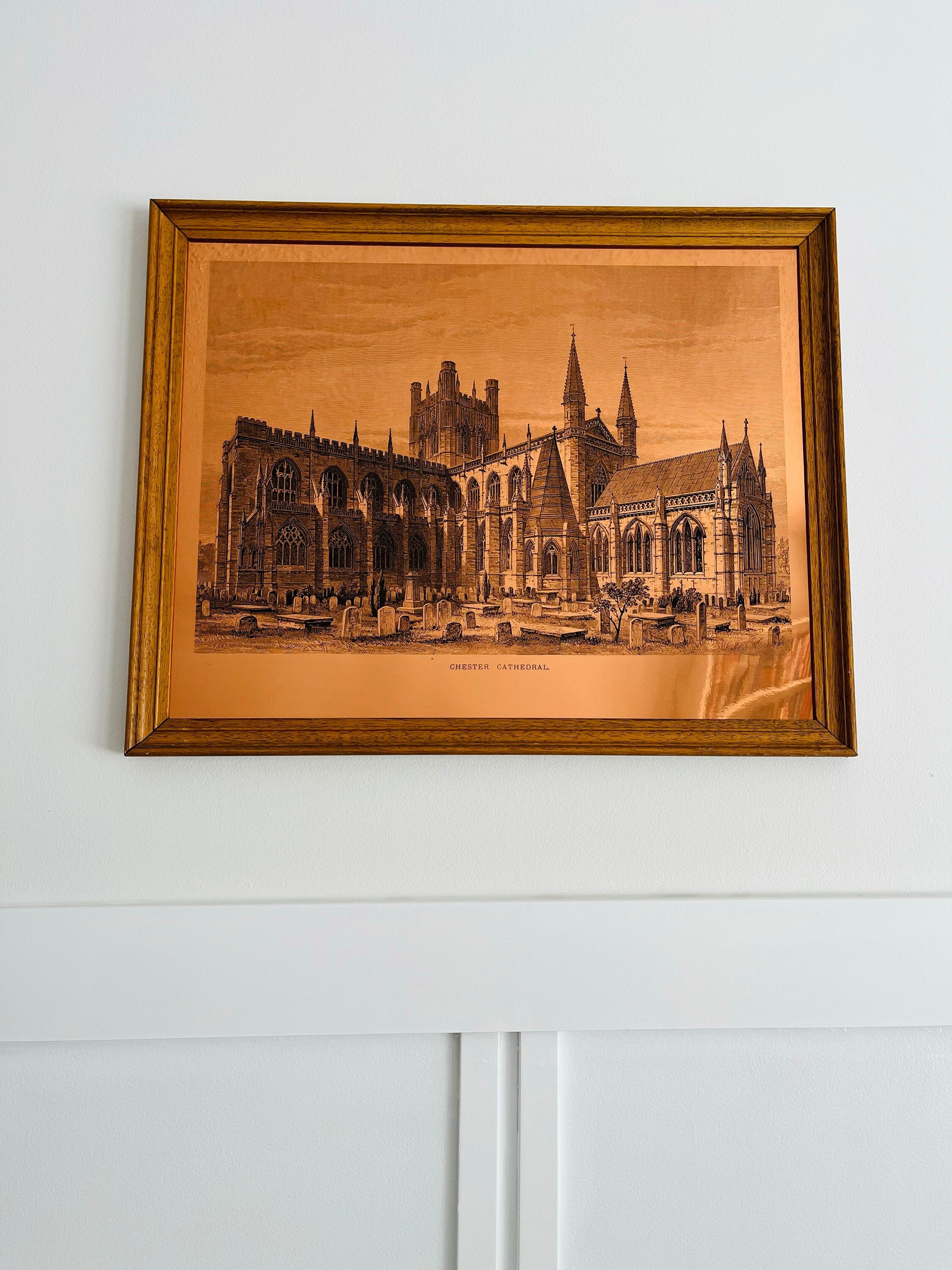 Vintage Etchmaster Art Copper Metal Etching Framed Art Cathedral ...