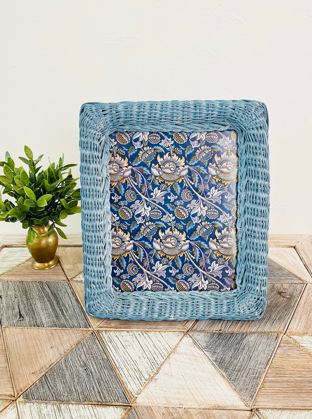 Vintage Wicker Frame | Blue Wicker Picture Frame | Boho Photo Frame ...