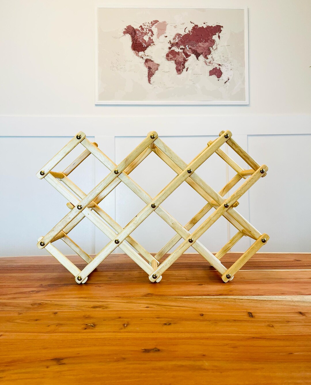 Vintage Blonde Wood Accordion Wine Rack Light Wood Folding Wine Caddy ...