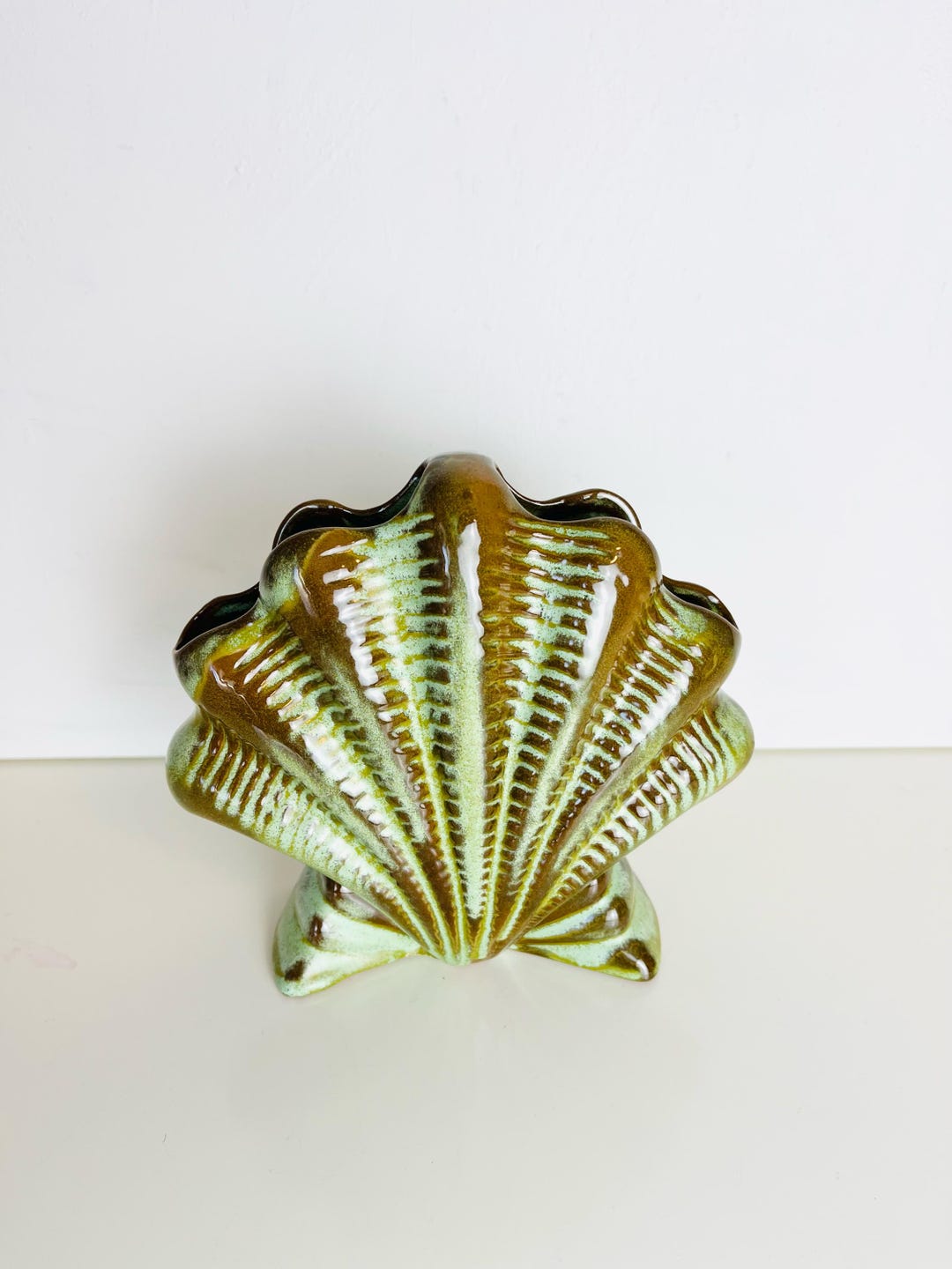 Vintage 1940s Shell Vase | Frankoma Pottery # 54 Oklahoma MCM Seashell ...