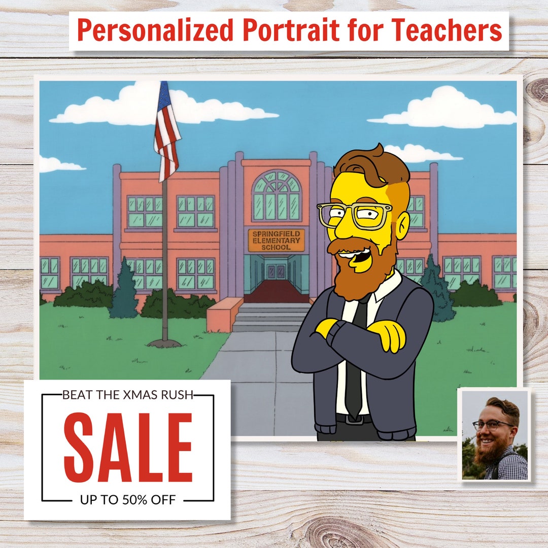 Custom Teacher Simpsons Portrait From Photo, Personalized Teacher ...