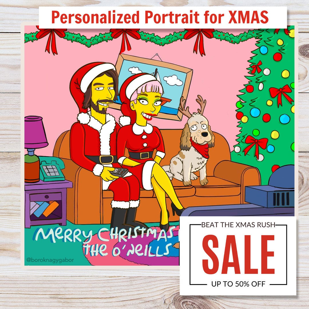 Simpsons Christmas, Personalized Gift, Illustrated Family Cartoon ...
