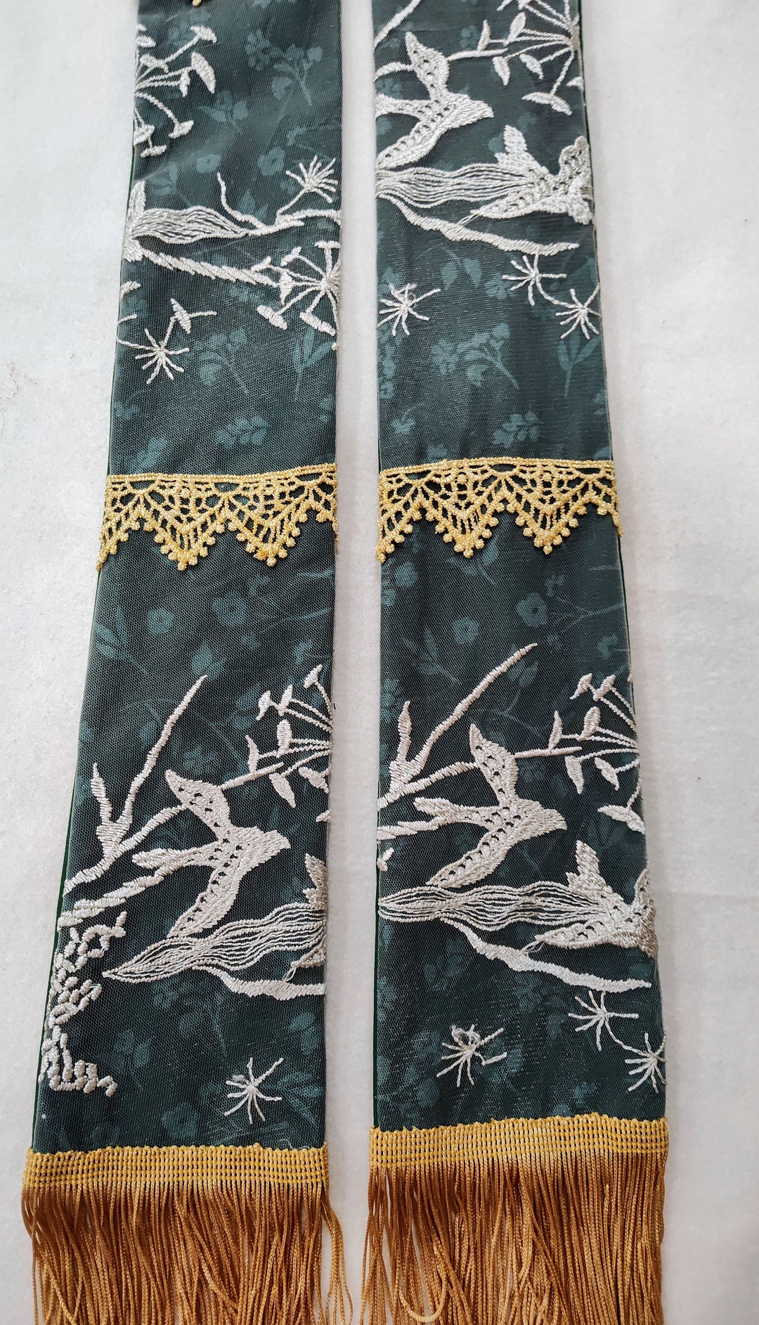 Elegant Minister's Stole With Repurposed Embroidered Lace - Etsy