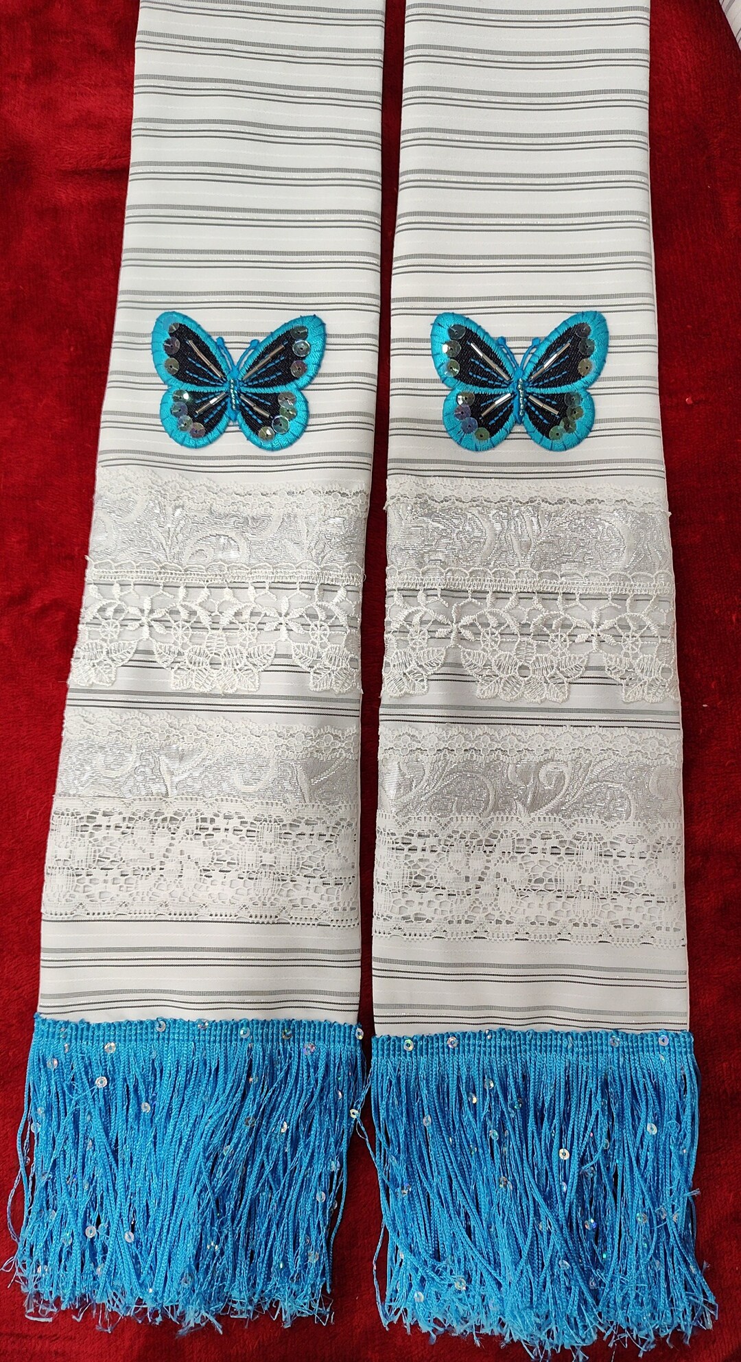 Elegant Minister's Stole Featuring an Appliqued and Beaded Butterfly - Etsy
