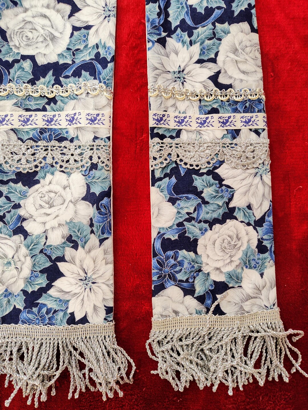 Winter Stole in Navy, Blue, White and Silver - Etsy