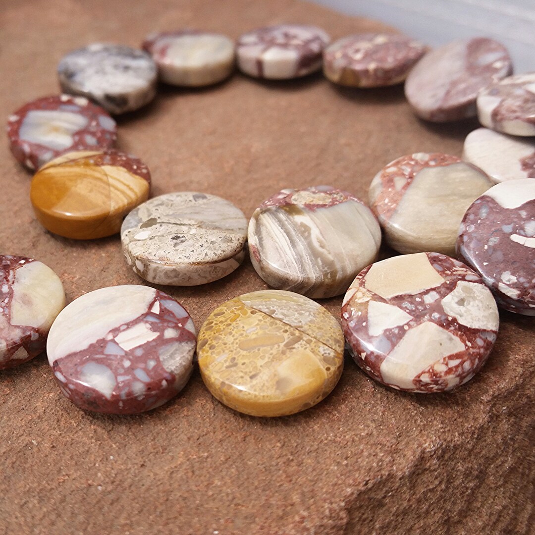 Mosaic Mookaite Beads Multicolor Mookaite Gemstone Coin Disc Beads 14mm ...