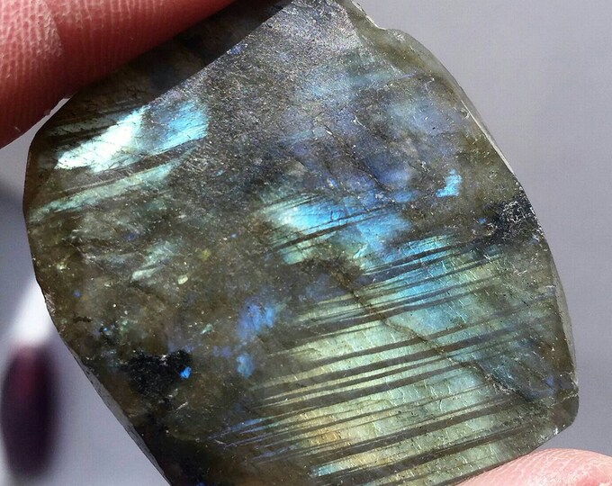 67ct Big Faceted Labradorite Flash 37x31mm Nugget Pendant - Etsy