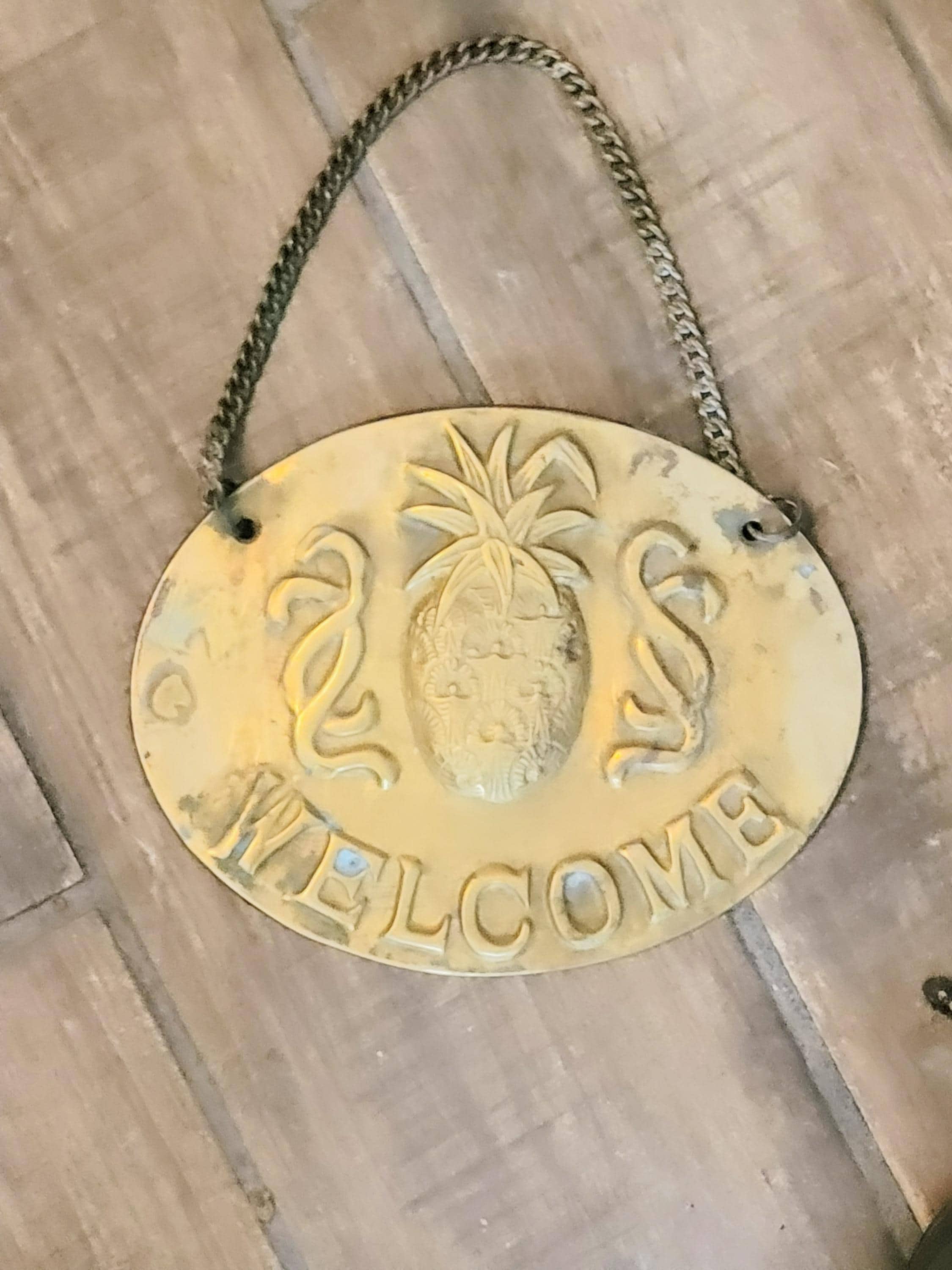 Vintage MCM Solid Brass Welcome Sign Door Hanger Decor - Etsy