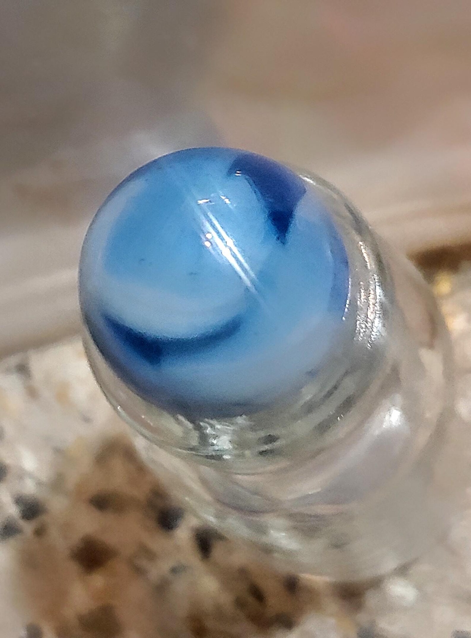 Vintage Vitro .57 Full Bloom Cornflower Blue Pearl White Cat Marble - Etsy