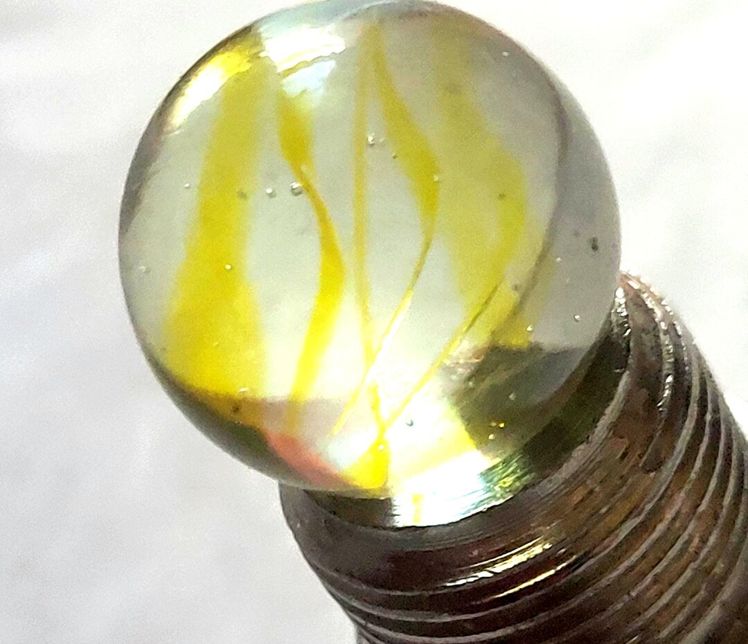 Gorgeous Antique German Handmade Coreless Swirl Marble 9/16 In. Yellow ...