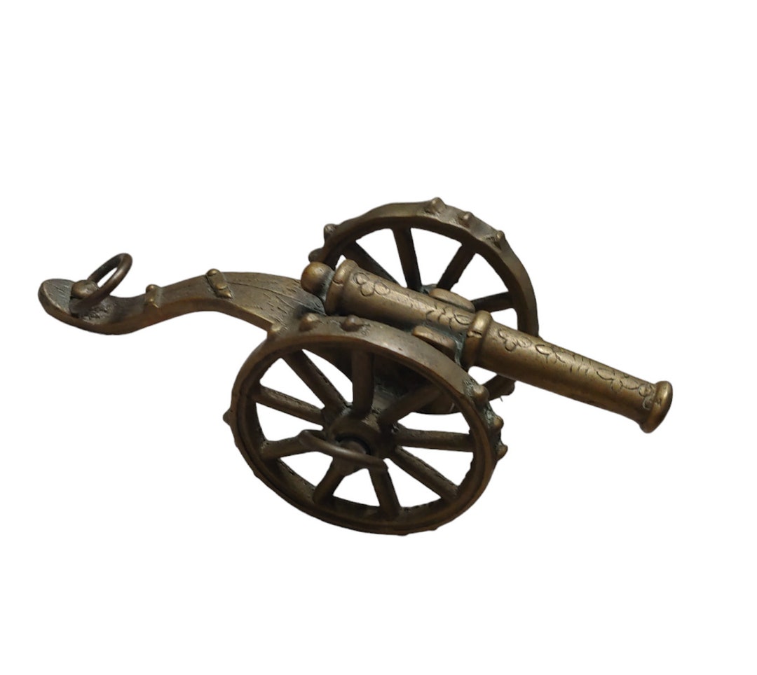 Solid Brass MCM Cannon Statue Figurine Nice Patina an Made in England ...