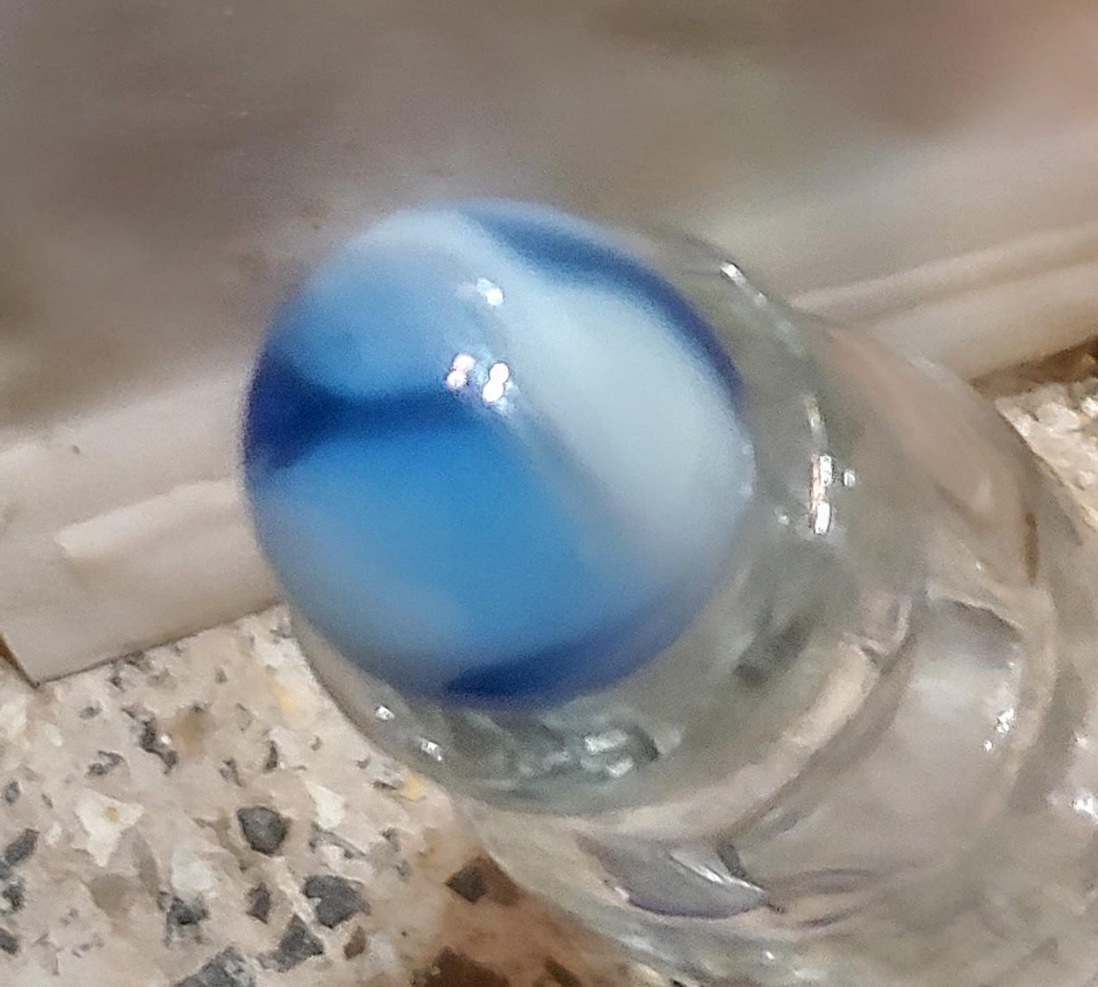 Vintage Vitro .57 Full Bloom Cornflower Blue Pearl White Cat Marble - Etsy