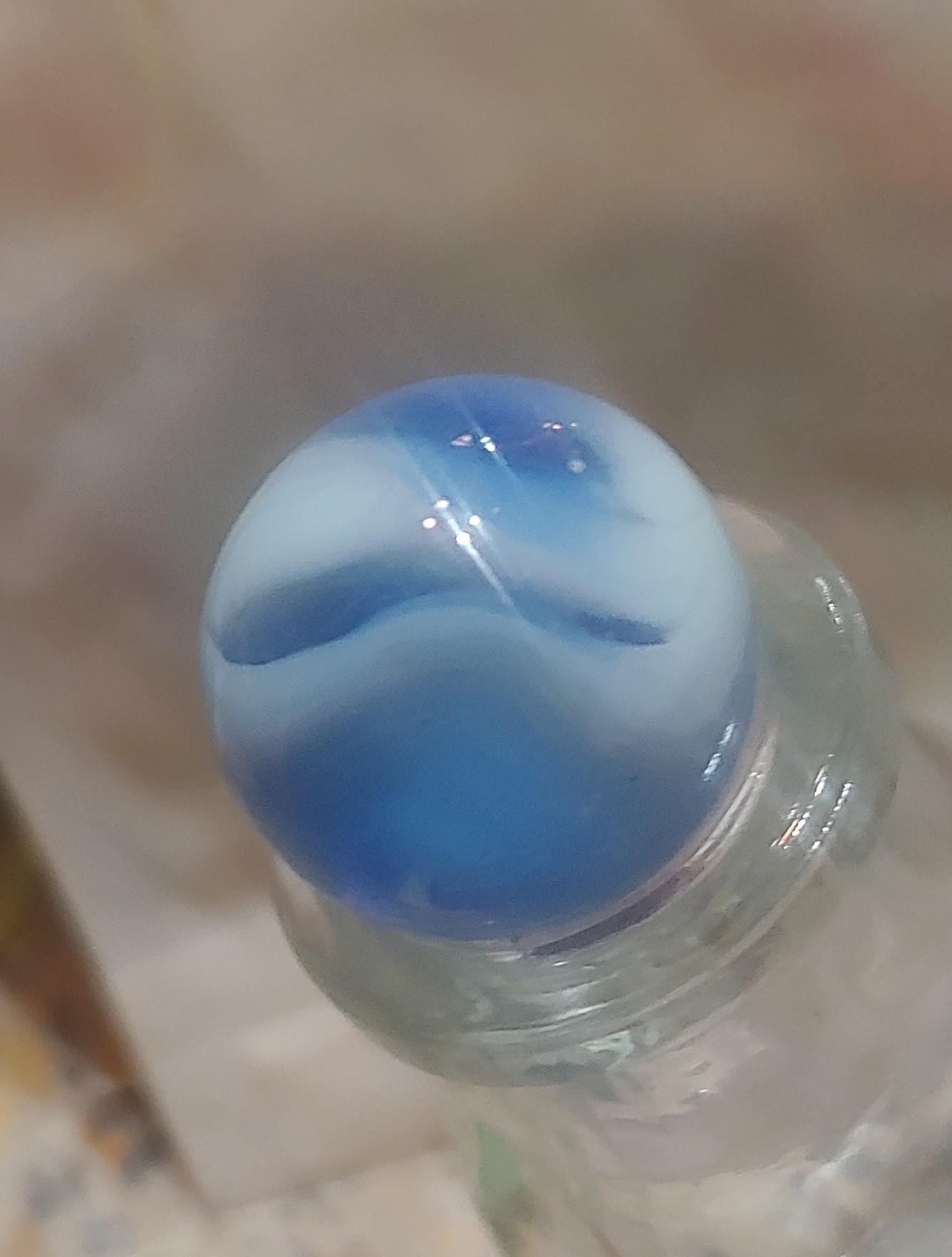 Vintage Vitro .57 Full Bloom Cornflower Blue Pearl White Cat Marble - Etsy