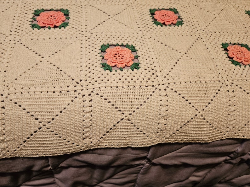 Antique Crocheted Bedspread - Etsy