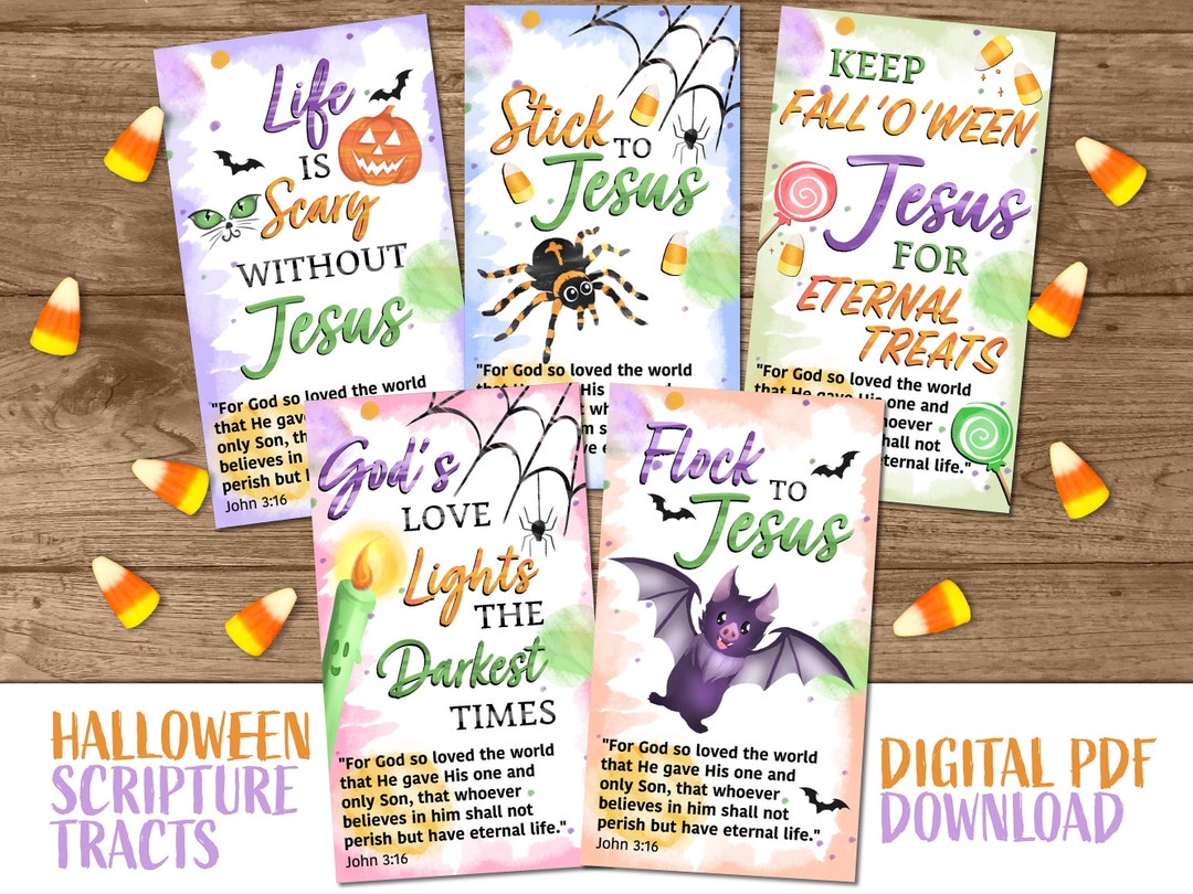 Halloween Christian Gospel Bible Verse Cards to Hand Out With Candy ...