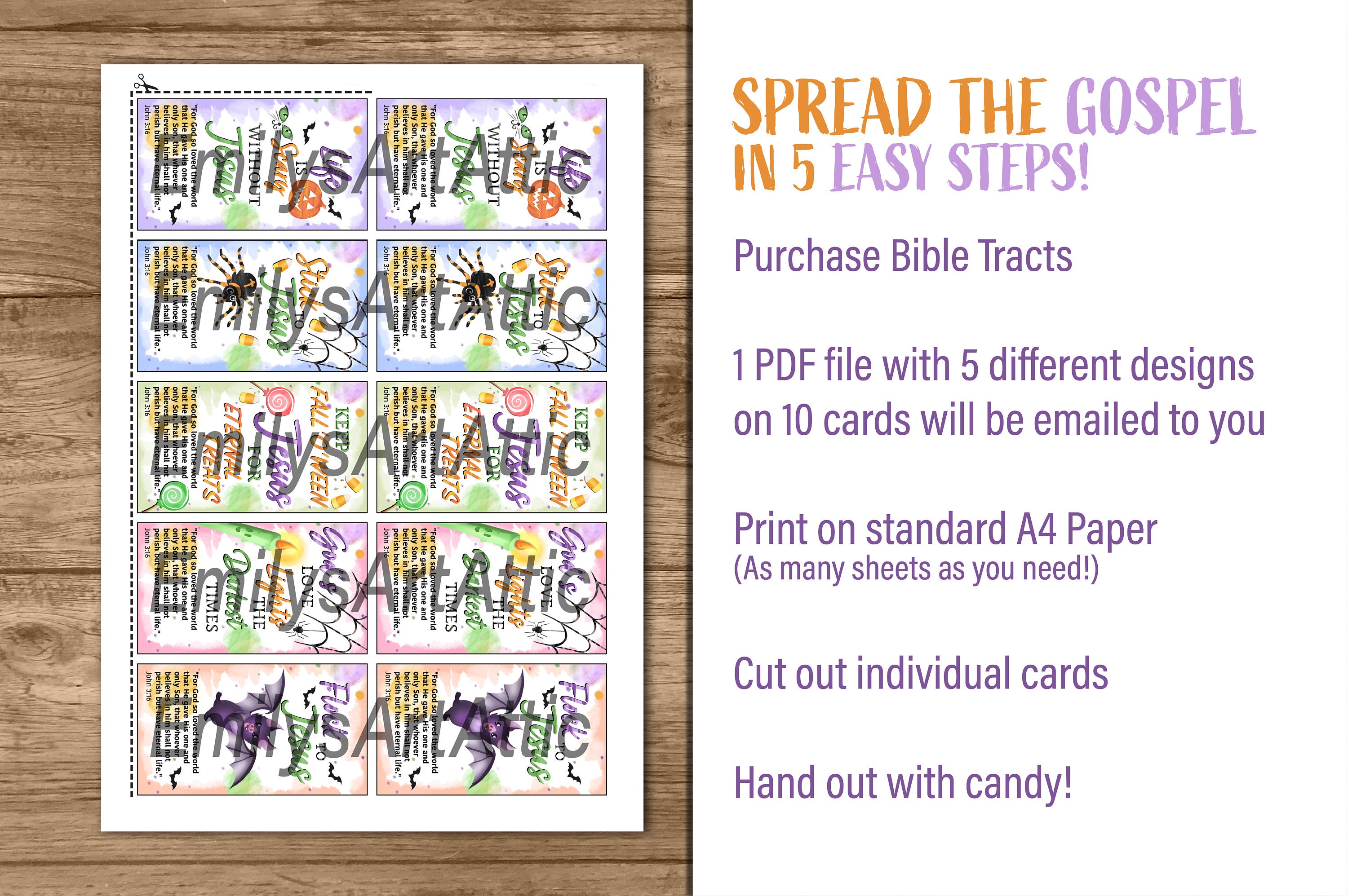 Halloween Christian Gospel Bible Verse Cards to Hand Out With Candy ...