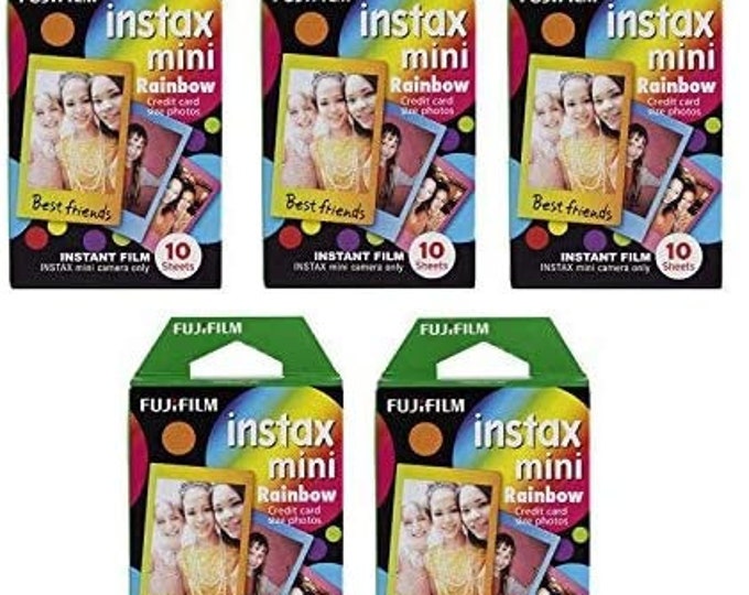 5 Packs Rainbow Instax Mini Picture Fuji Instant Film Photo 50 Shots ...