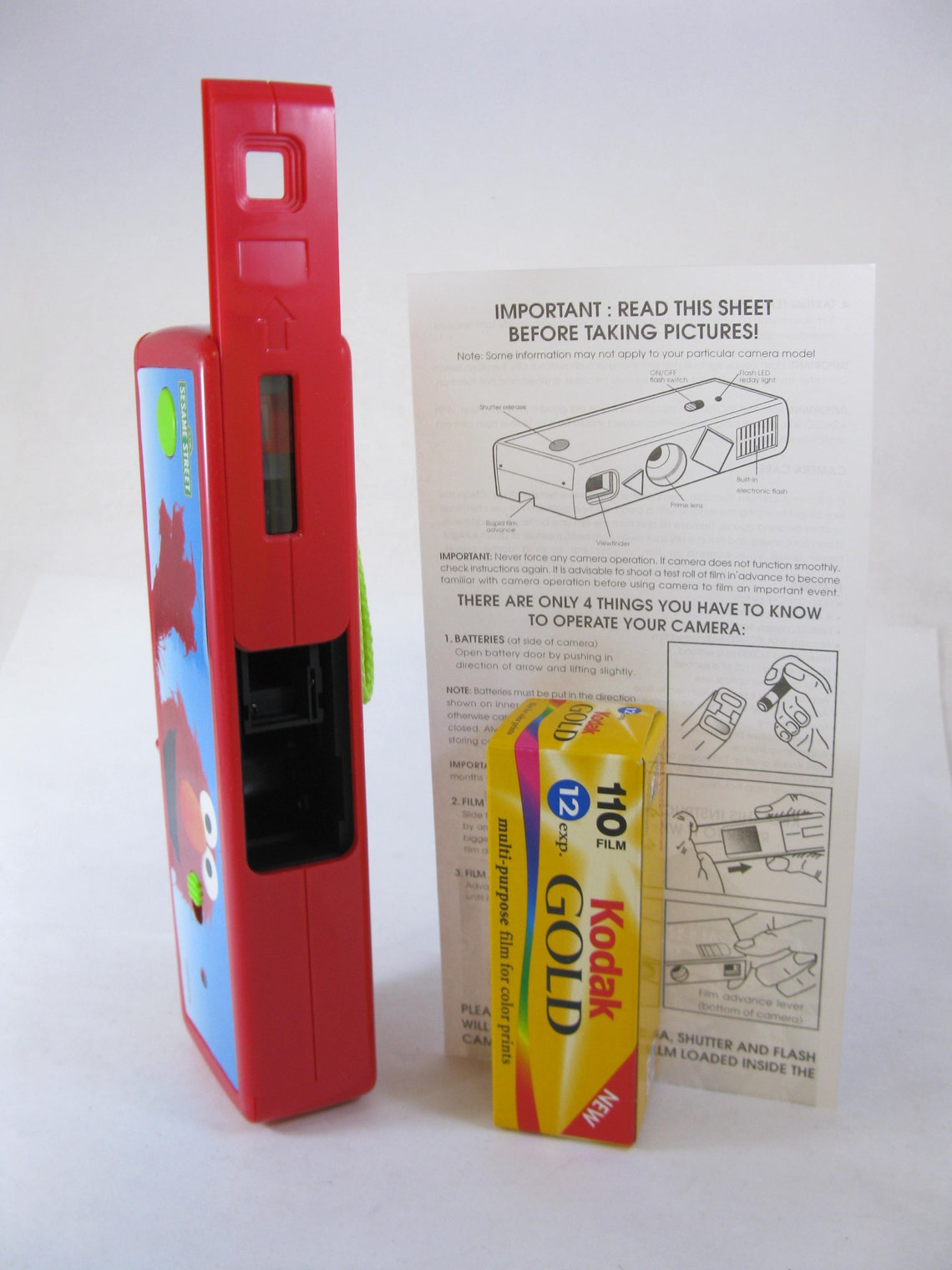 Rare Vintage Sesame Street Elmo Red Pocket 110 Flash Camera Outfit Film ...