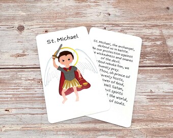 St. Michael the Archangel Card With Guardian Angel Prayer Card | High ...