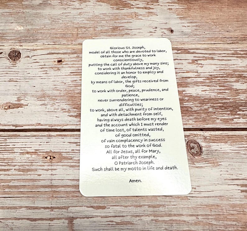 St. Joseph Prayer Card - Etsy