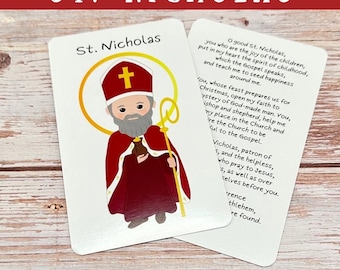 Saint Nicholas Holy Card PRINTABLE Kids Prayer Card St Nicholas Day ...