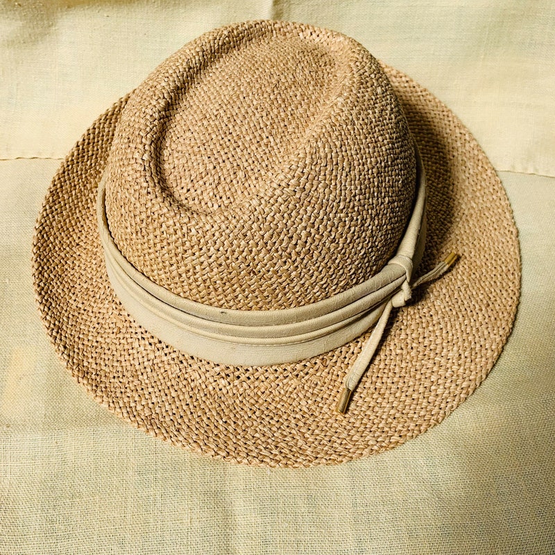 Flat Brim Straw Hat - Etsy