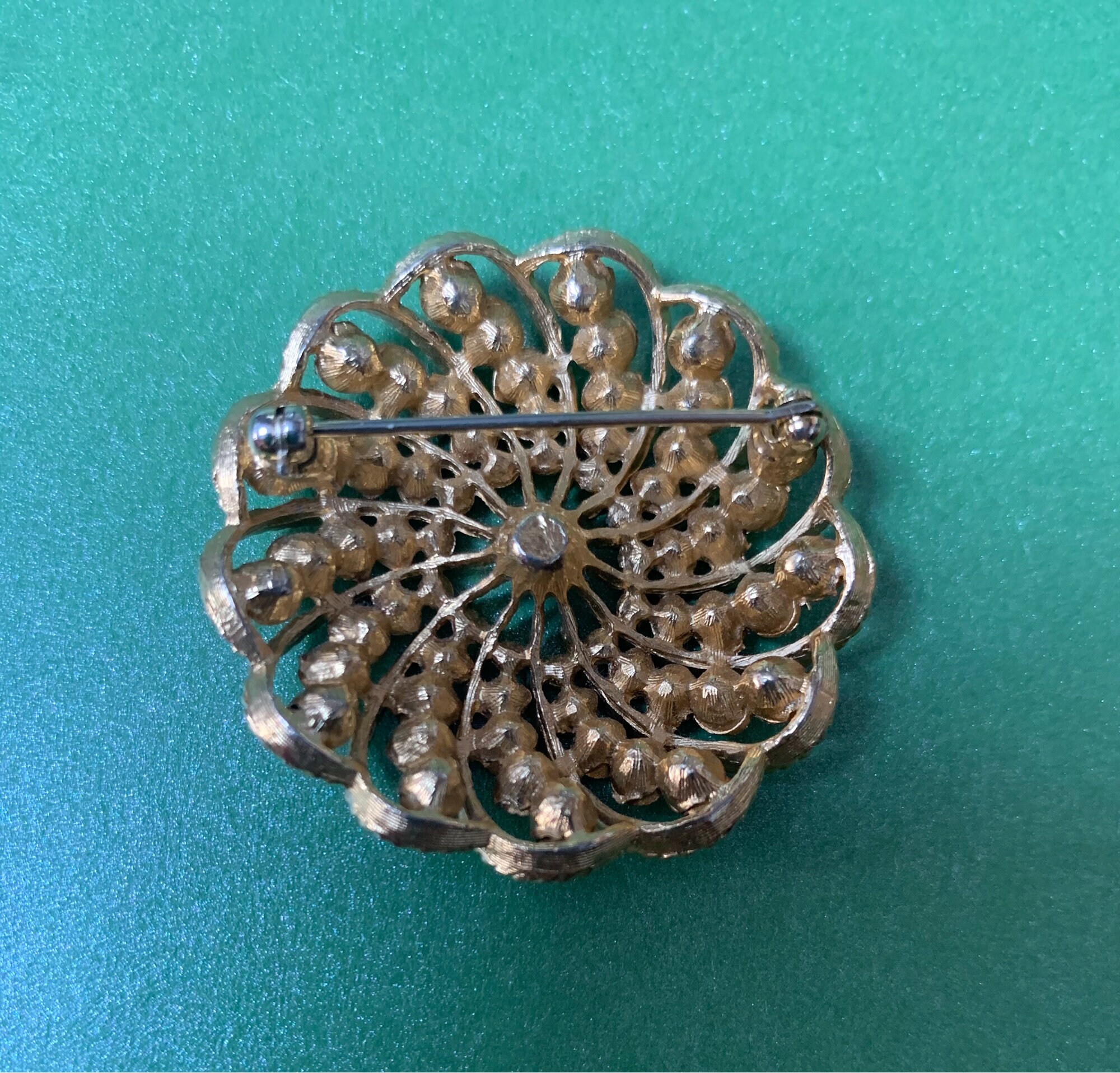 Blue Green Rhinestone Pinwheel Brooch Vintage - Etsy