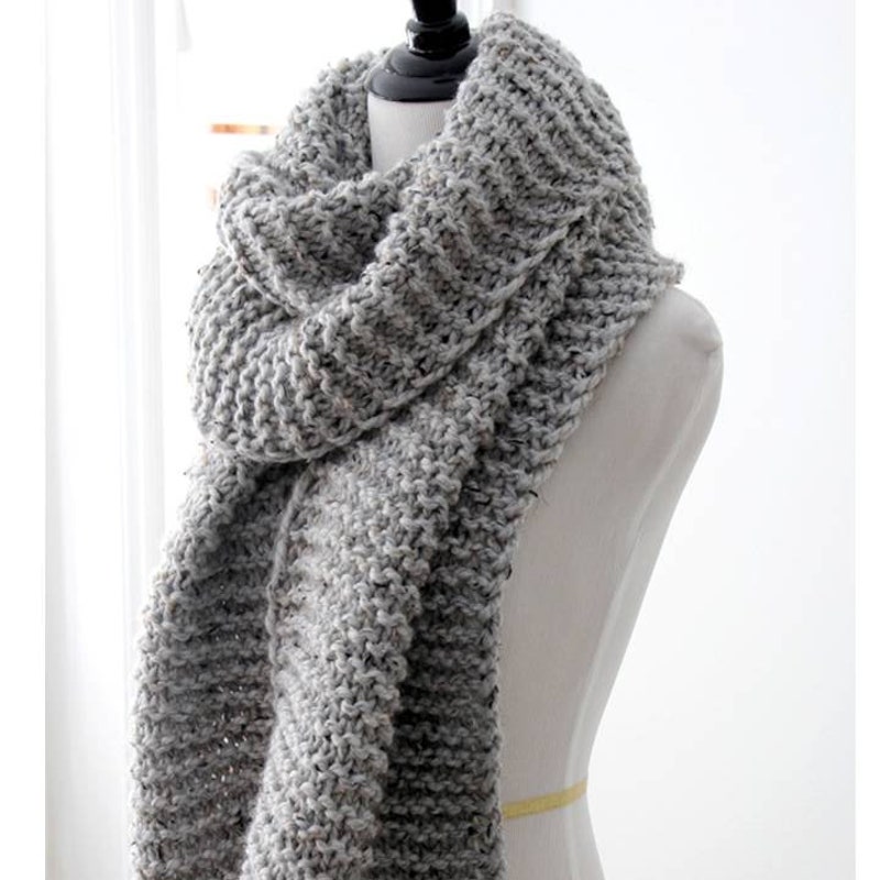 Gray Knitted Scarf - Etsy