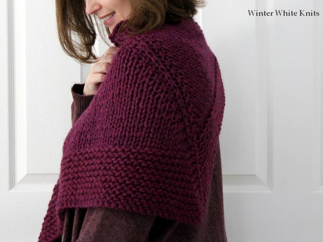 Knit Winter Shawl, Hand-knit Triangle Scarf, Knitted Shoulder Wrap ...